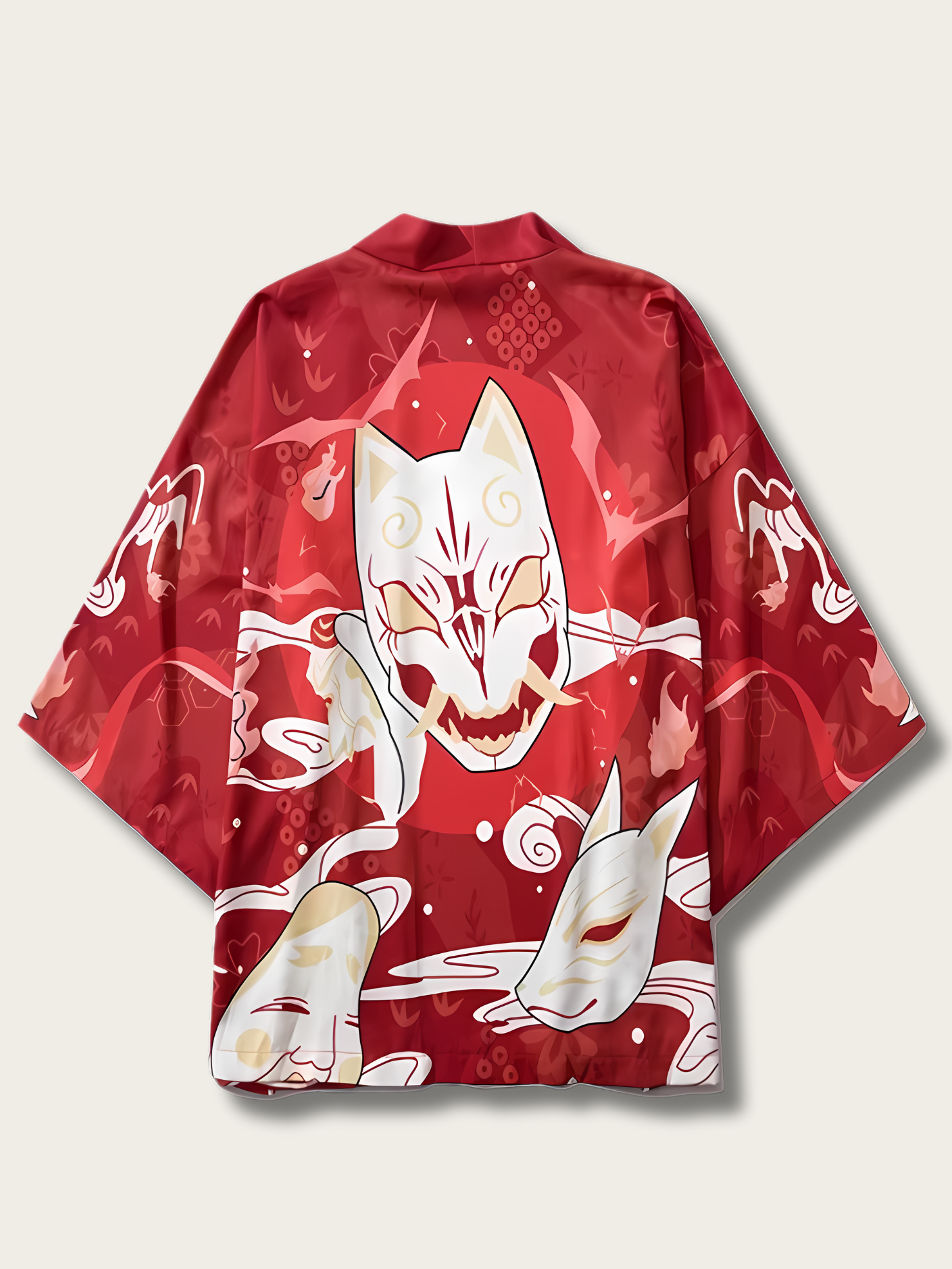 Red Kitsune Mask Kimono Cardigan – Fox Spirit Haori – My Store
